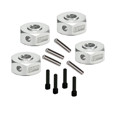 GPM Racing Aluminum 7075 Hex Adapters (12mm) Silver for Losi 1/18 Mini ...