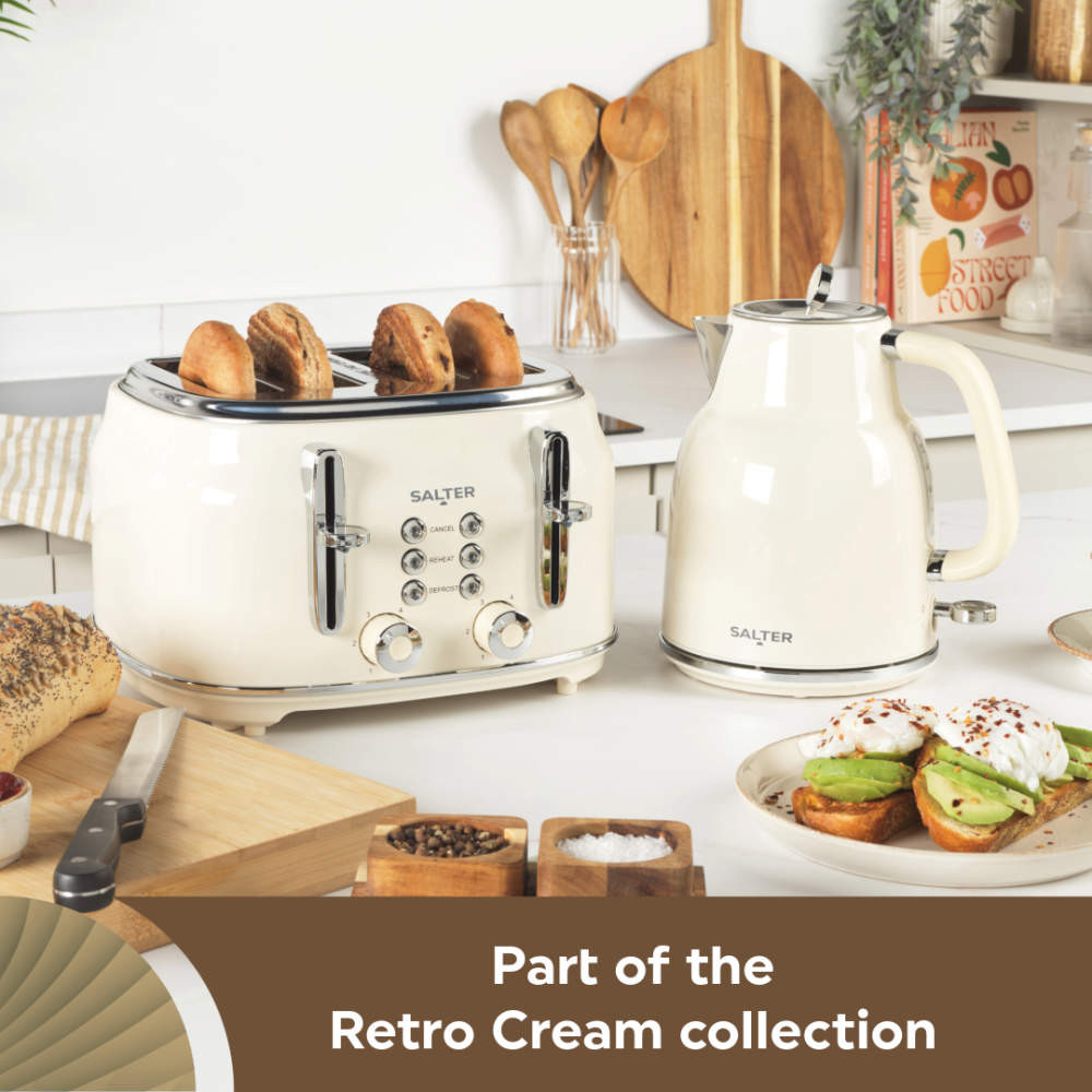 Retro 4-Slice Toaster, Cream | Salter