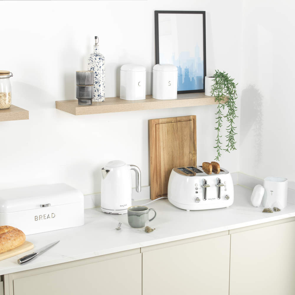 Shop Boston Kettle & Toaster Set | Ice White Shimmer Finish
