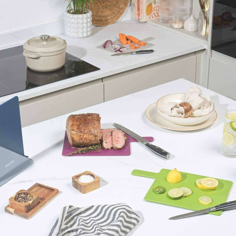 Salter Indexed Colourful Chopping Boards & Stand | Set of 4