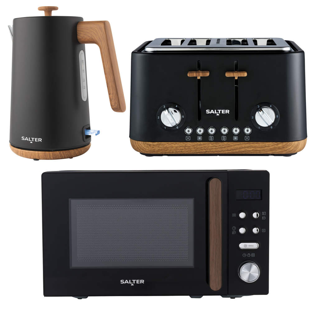 Shop Toronto Black Kettle, Toaster & Microwave Set | Salter