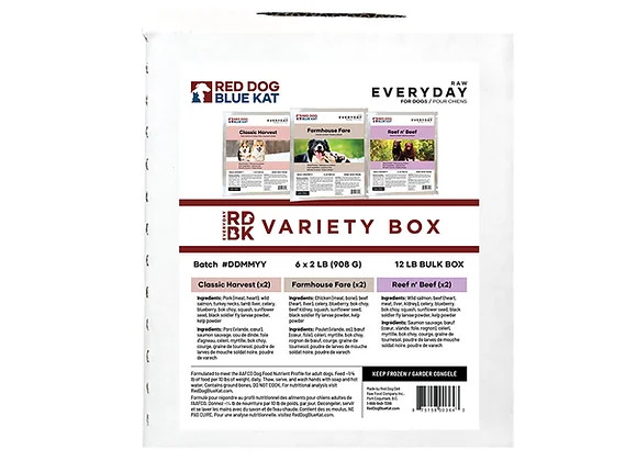 Red Dog Everyday Raw Variety 12lb Bulk - Big Dog Little Dog Bakery