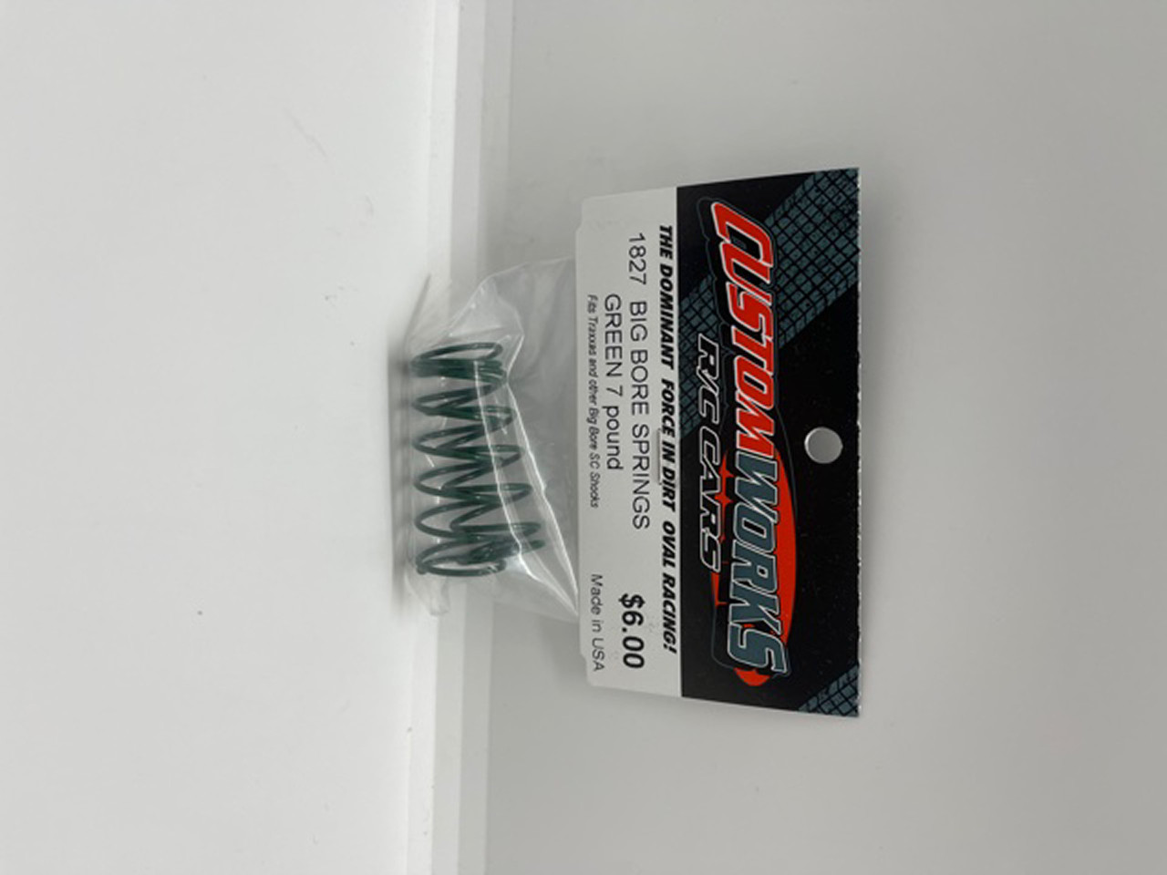 Custom Works Big Bore Shock Spring (2) (7lb/Green) (CSW1827) - GS Hobby