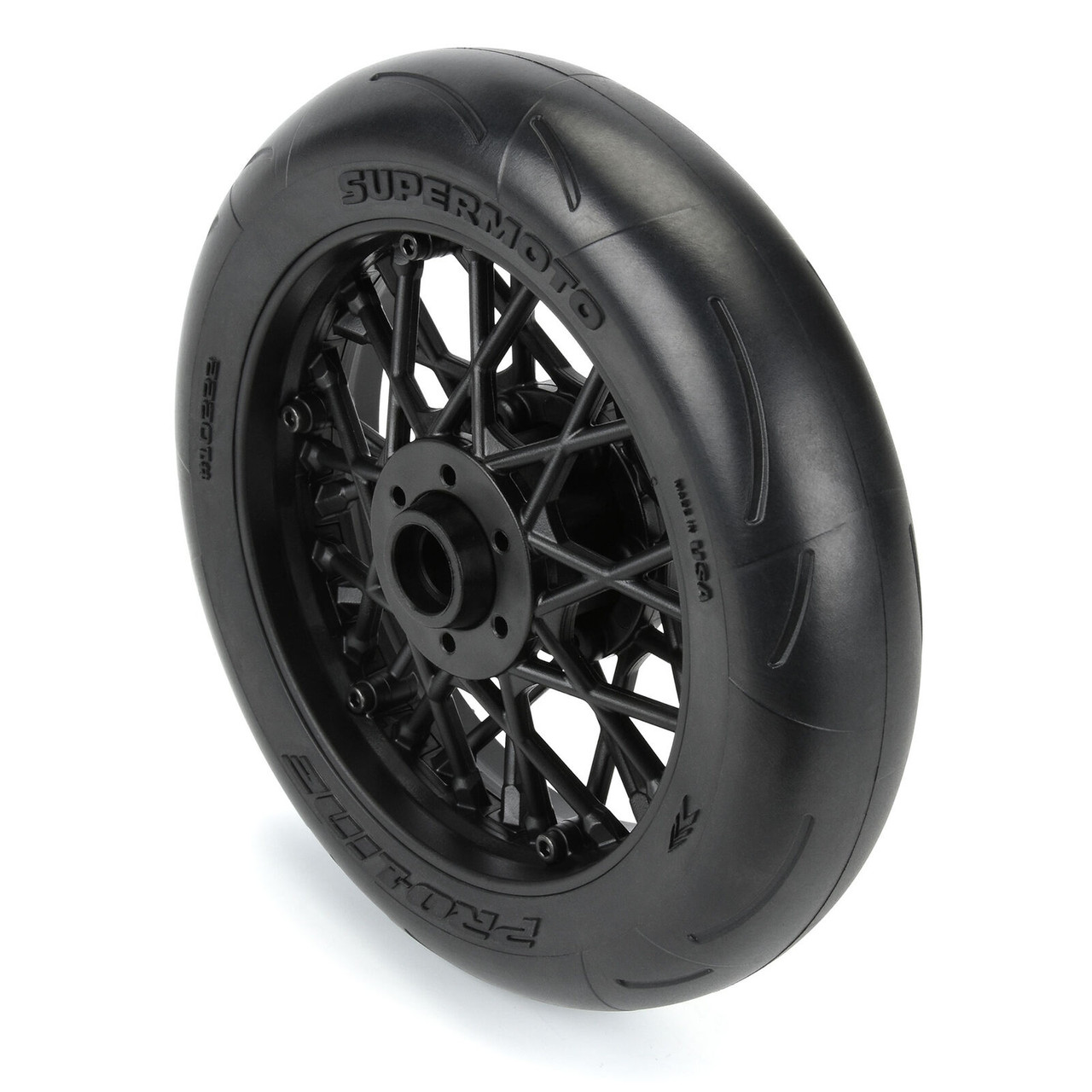 Pro-Line 1/4 Supermoto Motorcycle Front Tire Pre-Mounted (Black) (1 ...