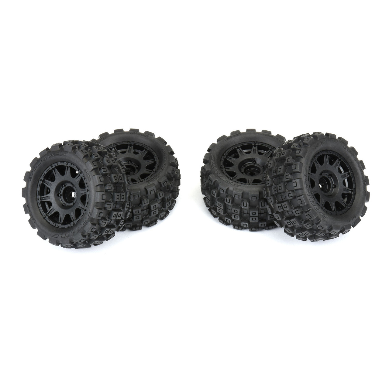 Pro-Line Badlands MX Pre-Mounted MT 1/18 Tire Set (Black) (4) w/12mm ...