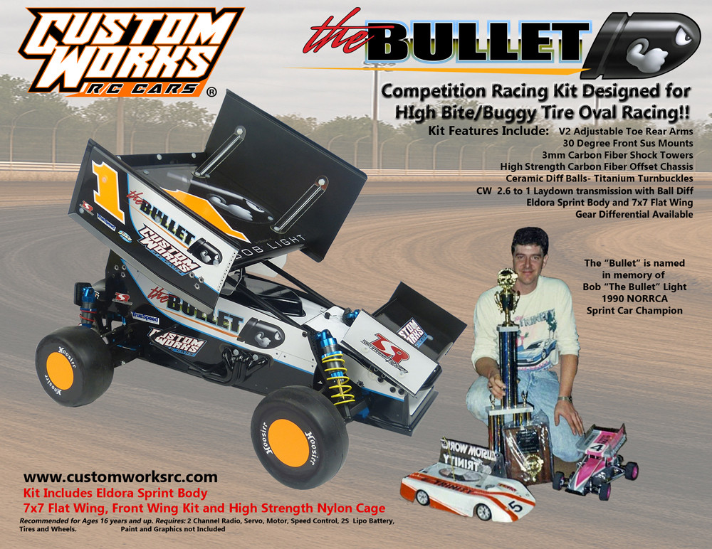 Custom Works "The Bullet" 1/10 High Bite Dirt Oval Sprint Car Kit ...