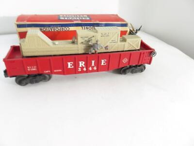 LIONEL POST-WAR 3444 OPERATING ERIE GONDOLA- 0/027- WORKS FINE-EXC ...