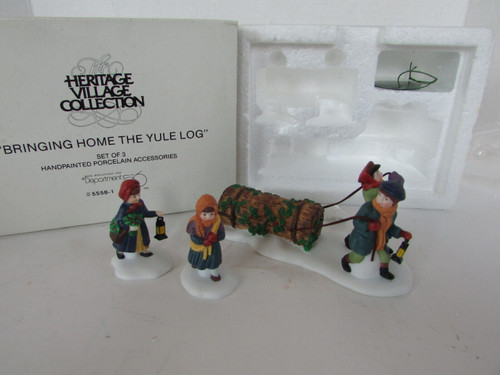 Dept 56 55581 Bringing Home the Yule Log 3 pc Figures HeritageVillage ...