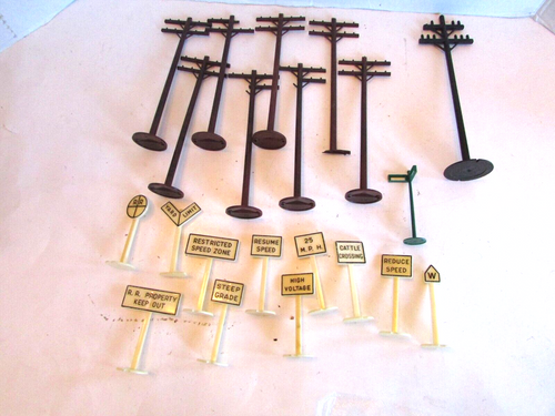 Vtg Assortment of Street Signs Telephone Poles Bachmann & Marx M34 ...