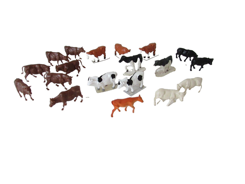 Assorted HO Figures 19 pcs Cows Cattle Steers Milk Cows Free Standing L ...