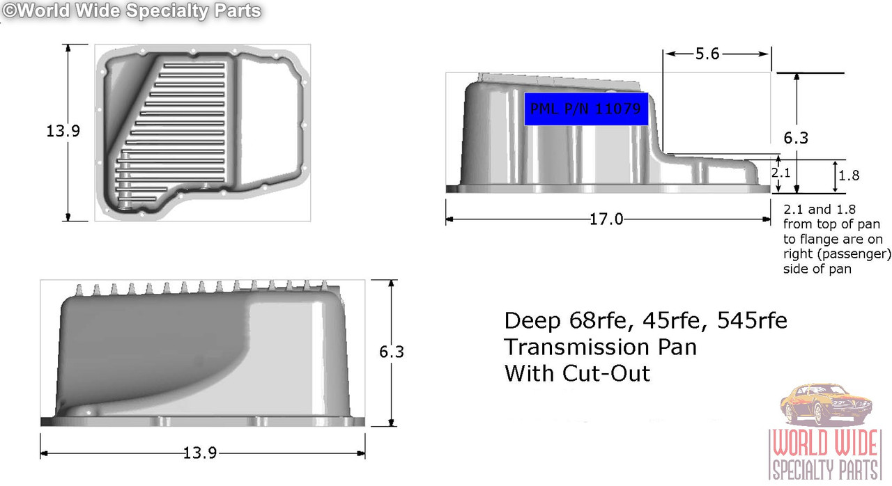 Dodge, 65RFE, 66RFE, 68RFE HD Deep Trans. Pan w/Step and Relief, Cast ...