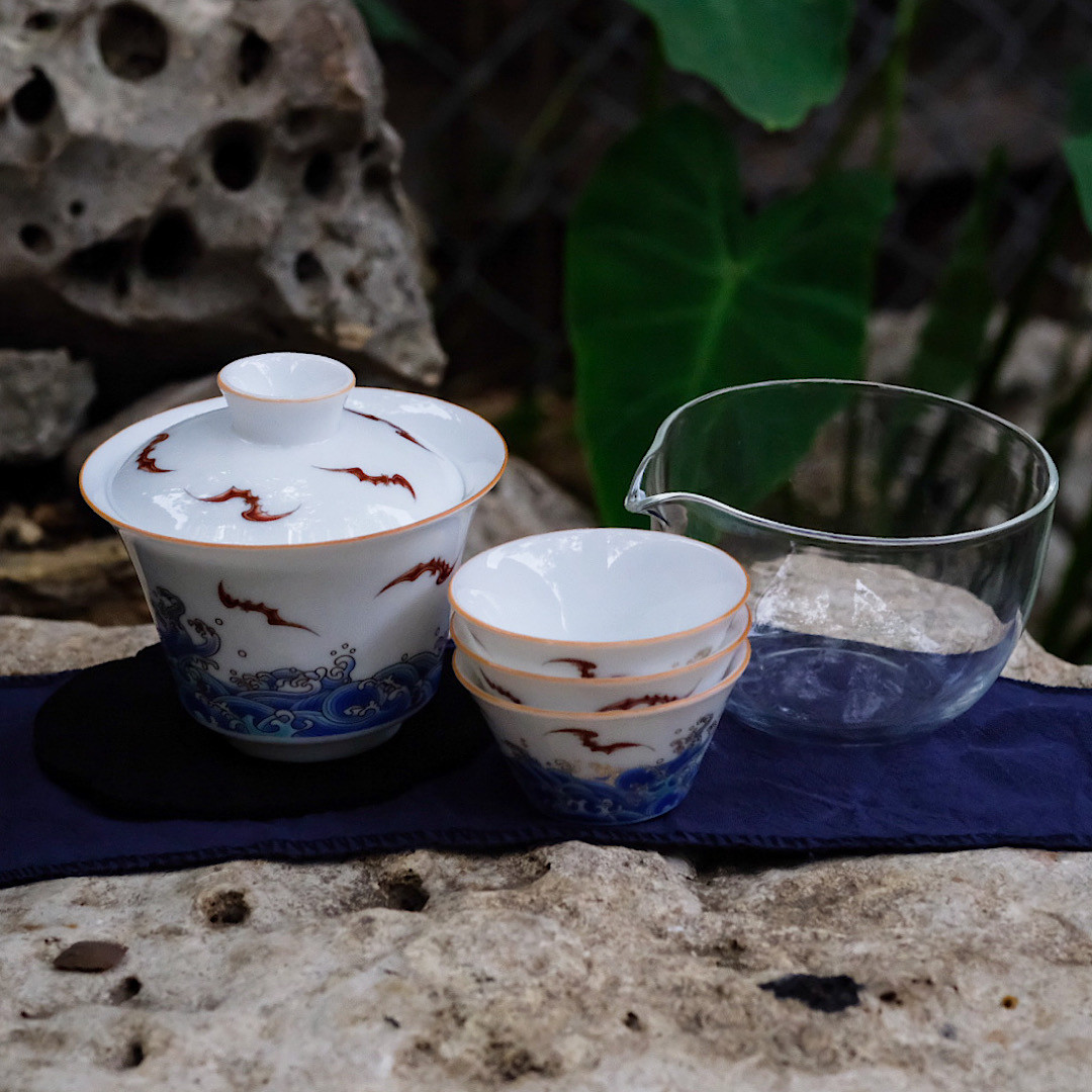 Bat Pattern Gong Fu Cha Travel Set