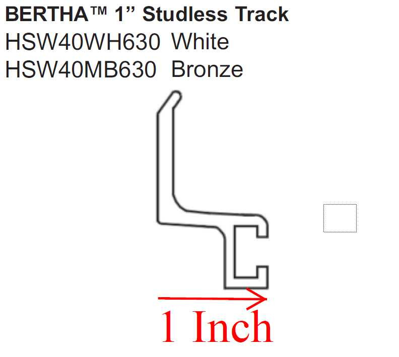 BERTHA Studless "F" Track with 4 Build-Out Sizes