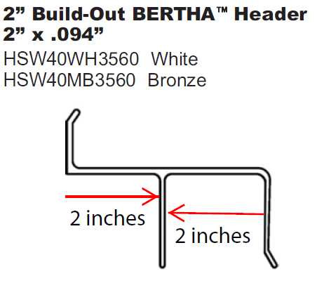 2" BERTHA "H" Header Track for Hurricane Shutters