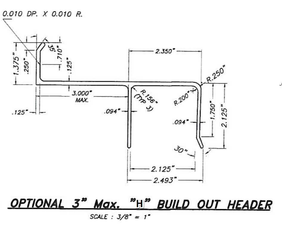 2" BERTHA "H" Header Track for Hurricane Shutters