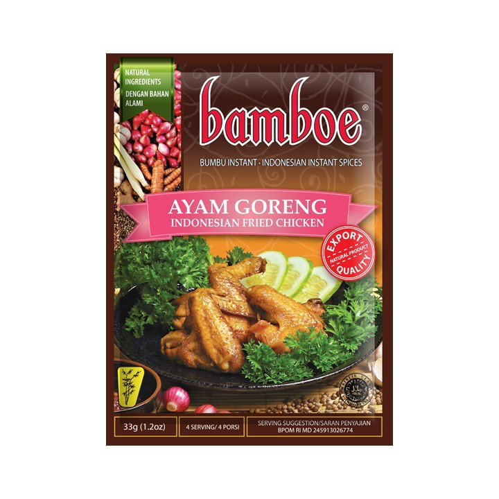 Bamboe Bumbu Ayam Goreng (Indonesian Fried Chicken), 33 Gram - Javanese ...