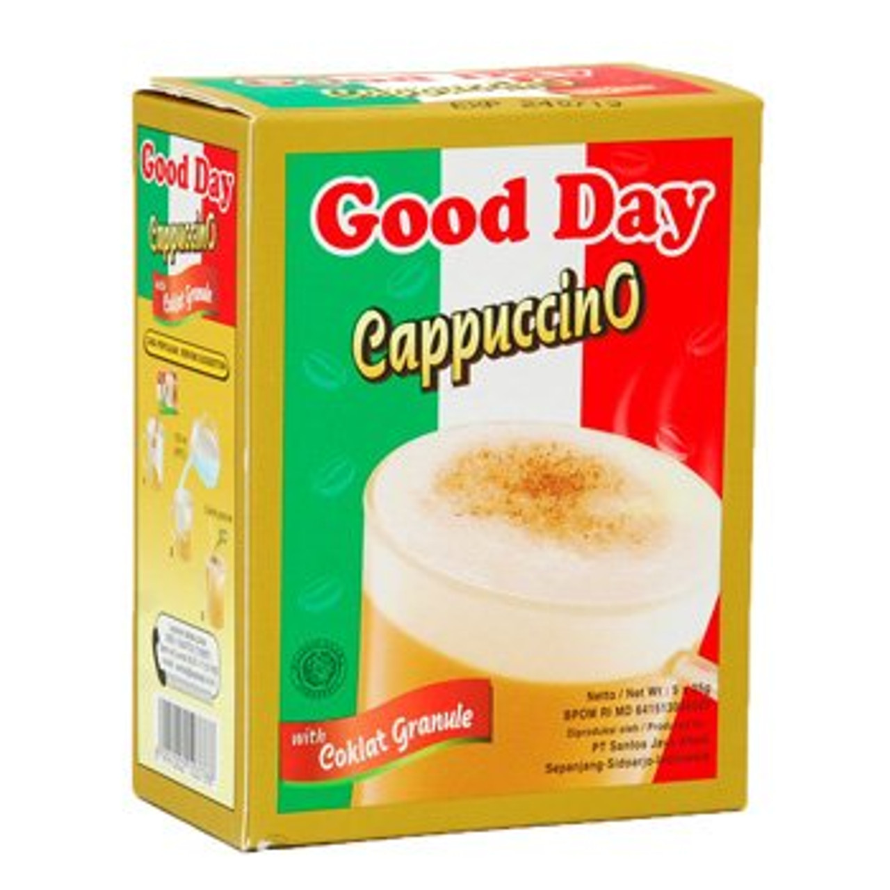 Good Day Cappuccino with Chocolate Granule Instant Coffee Box, 125 Gram (4.40 Oz) 5-ct @ 25 Gram ...