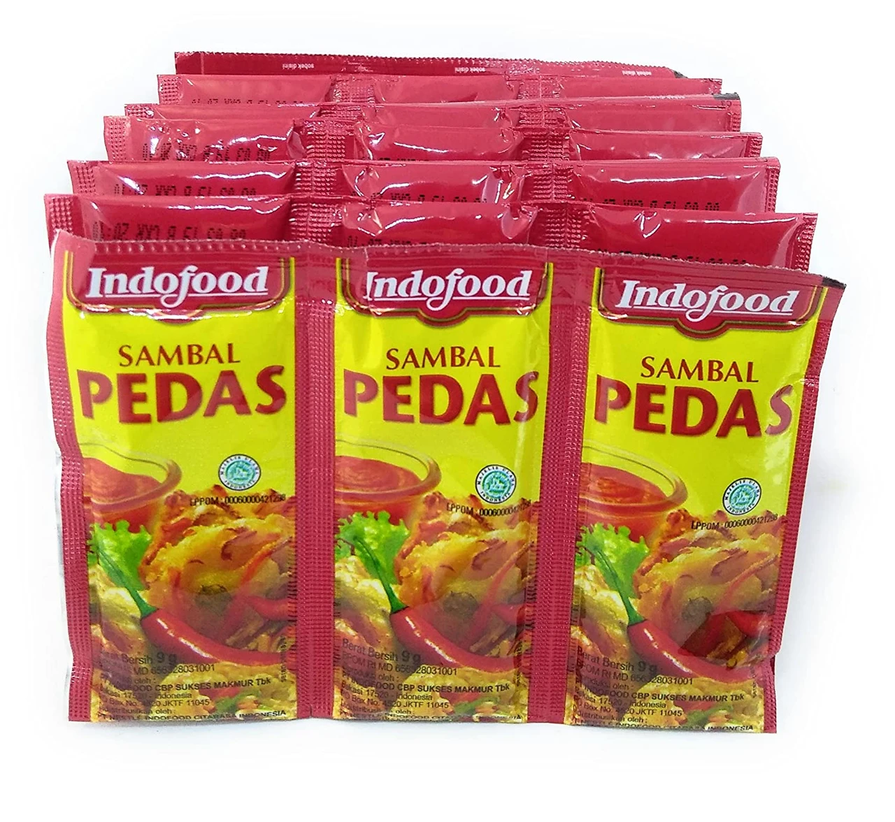 Indofood Sambal Pedas Hot Sauce - Single Pack, 9 Gram (36 sachets ...