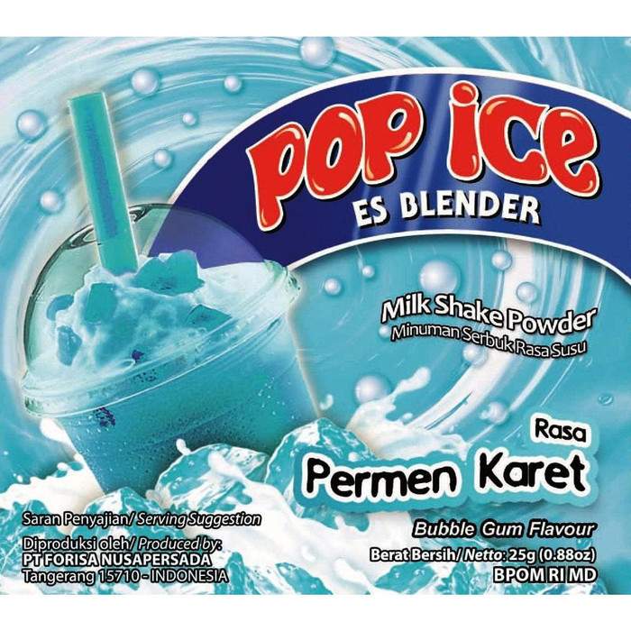 Pop Ice Milk Shake Powder - Bubble Gum Flavor, 25 gram (10 sachet) - UD ...