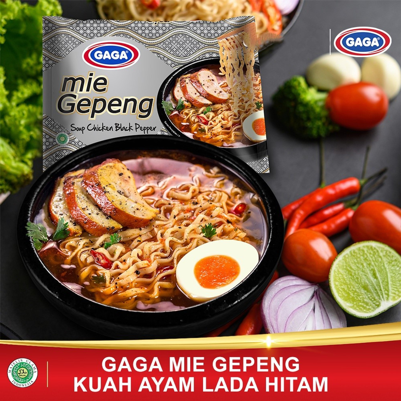 GAGA Mie Gepeng Kuah Ayam Lada Hitam 67g (5 pcs)