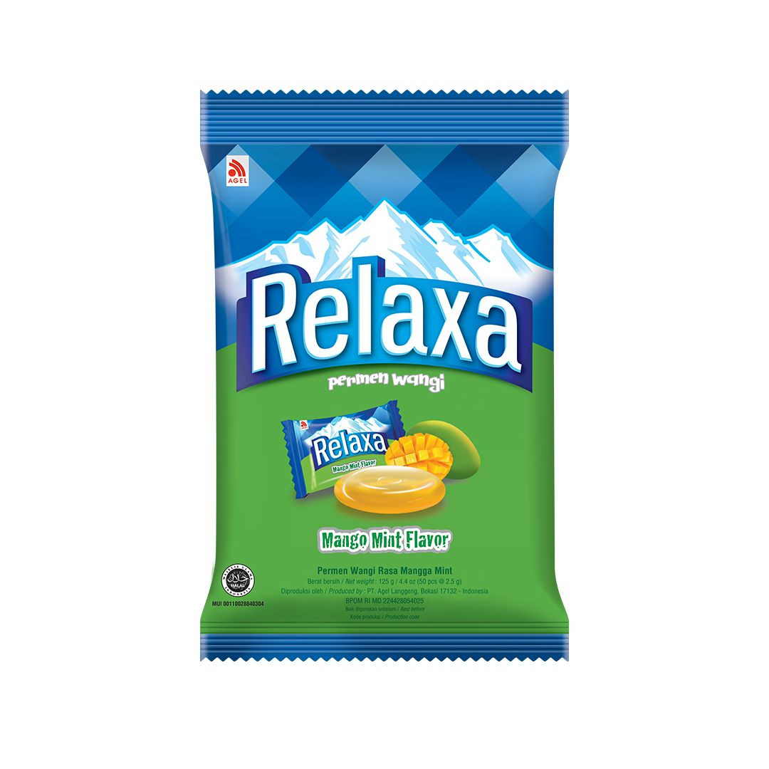 Relaxa Permen Rasa Mangga Mint - Mango Mint Flavored Candy, 125 gr