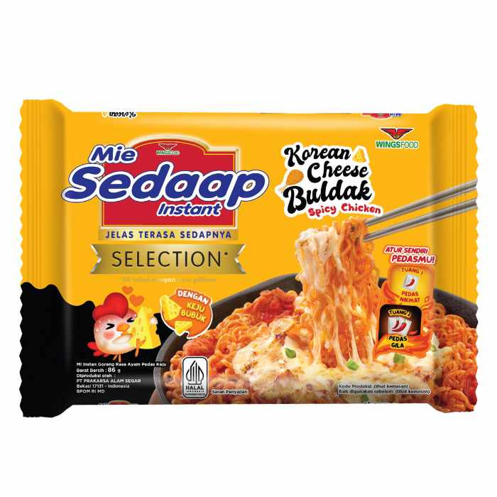 Sedaap Korean Cheese Buldak Fried Instant Noodles, 86 gr (5 Pcs)