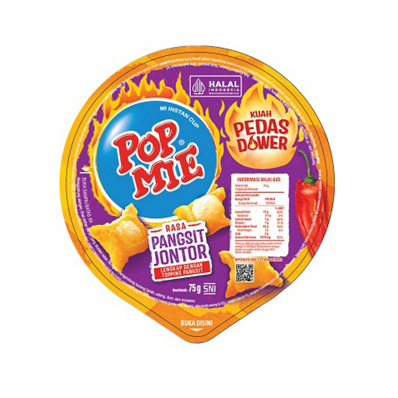Pop Mie Cup Pedas Dower Pangsit Jontor, 75gr