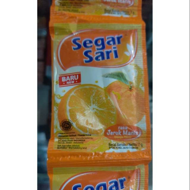 Segar Sari Rasa Jeruk Manis (Segar Sari Sweet Orange Flavored), 70gr ...
