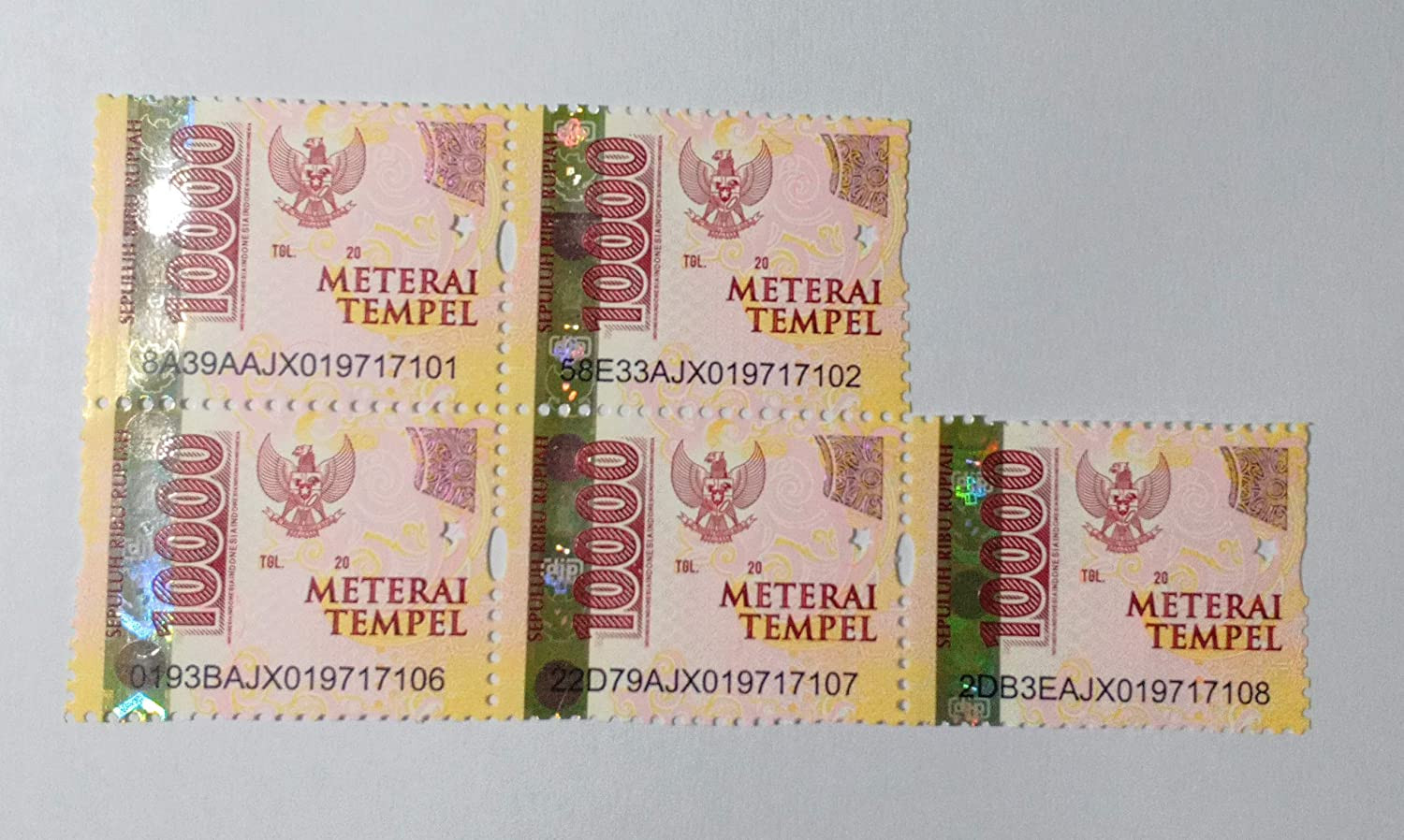 Stamp Duty Materai Tempel Indonesia 10000 (Sepuluh Ribu Rupiah) - 5 pcs ...