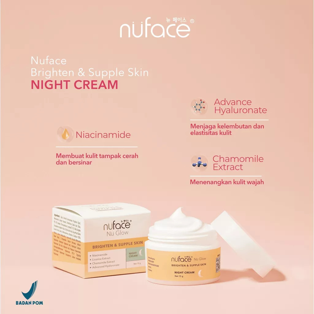 Nuface Nu Glow Brighten & Supple Skin Night Cream, 15gr - Javanese Taste