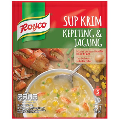 Royco Sup Krim Rasa Kepiting Dan Jagung (Cream of Crab and Corn Soup), 44gr