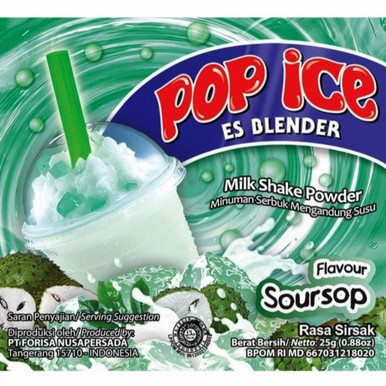 Pop Ice Milk Shake Powder Rasa Sirsak - Soursop Flavor, @25gr (10 Sachet)