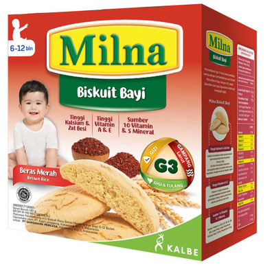 Milna Biskuit Bayi Beras Merah (Brown Rice Baby Biscuits), 110gr