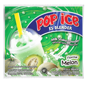 Pop Ice Milk Shake Powder - Melon Flavor, @25 grams (10 sachets)
