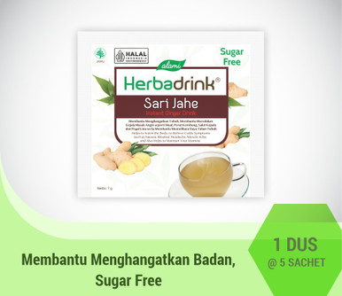 Herbadrink Instant Drink Sari Jahe Sugar Free (Ginger Drink), (5ct @7gr)