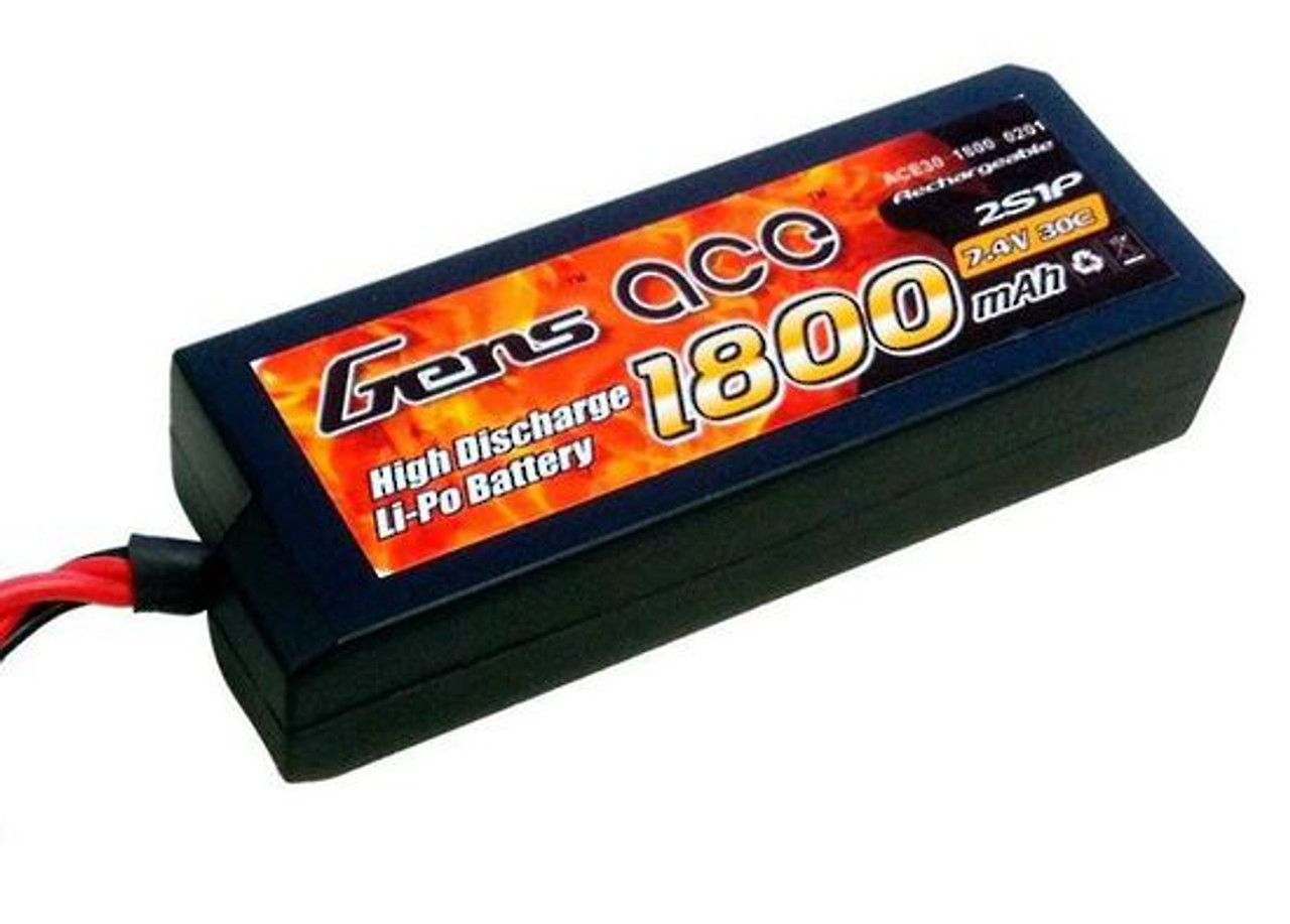 Gens-Ace 2S 7.4V 1800mAh 25C Hardcase RC Car LiPo Battery with EC3 Connector