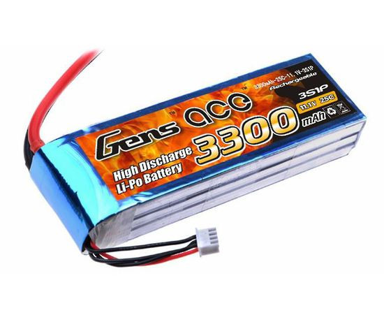 Gens-Ace 3S 11.1V 3300mAh 25C LiPo Battery with EC3 Connector