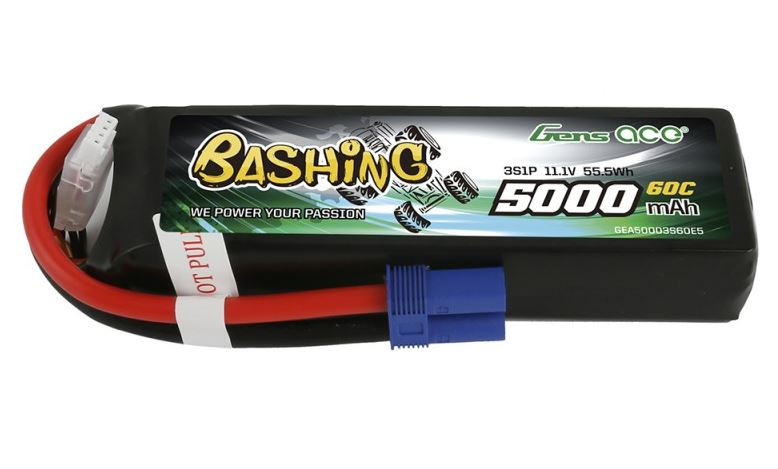 Gens-Ace 3S 11.1V 5000mAh 60C RC Car LiPo Battery Bashing Series with EC5 Connector