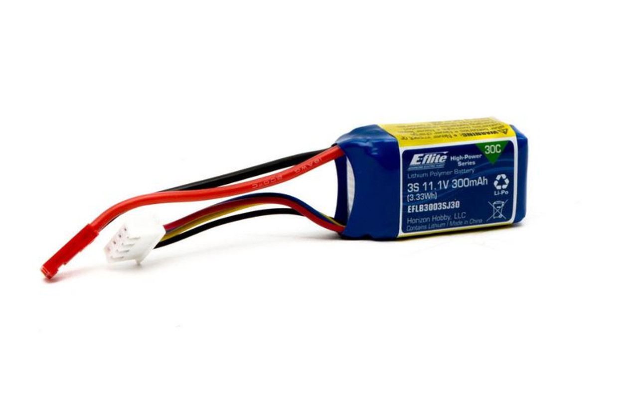 E-flite EFLB3003SJ30 300mAh 11.1V 3S 30C LiPo Battery w/JST
