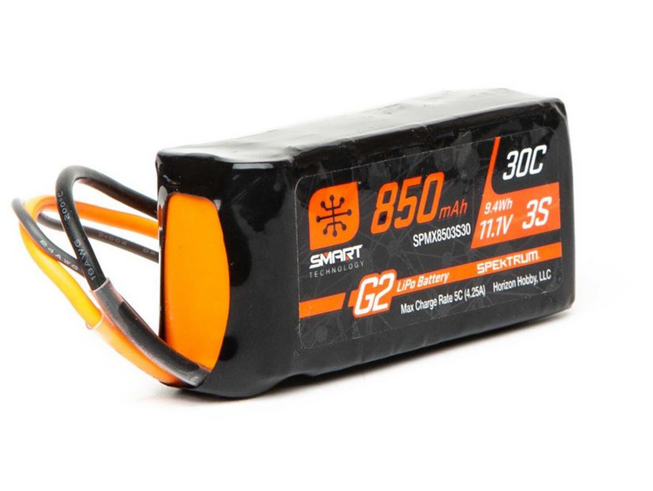 Spektrum SPMX8503S30 850mAh 11.1V 3S 30C Smart G2 LiPo Battery w/IC2