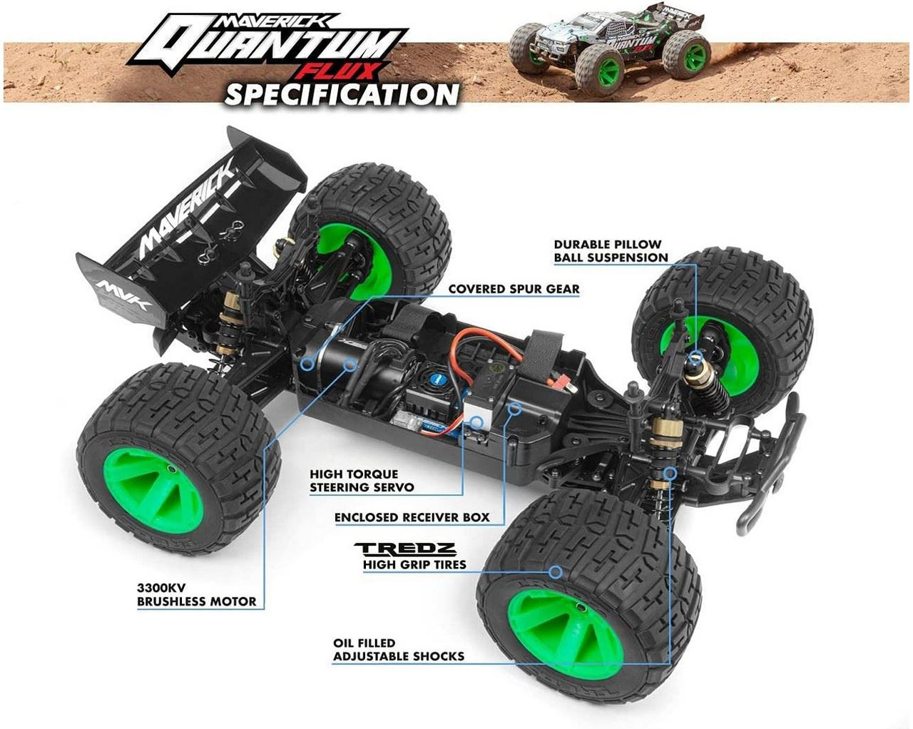 Maverick MV150208 1/10 Quantum XT Flux 80A Brushless 4WD Stadium Truck