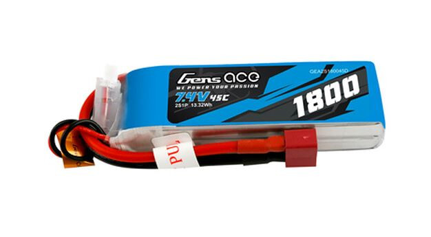 Gens Ace 1800mAh 2S 7.4V 45C LiPo Battery w/EC3
