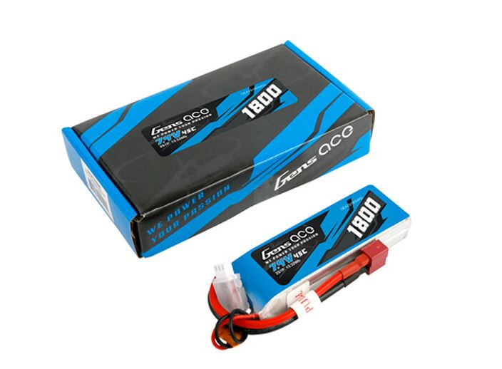 Gens Ace 1800mAh 2S 7.4V 45C LiPo Battery w/EC3