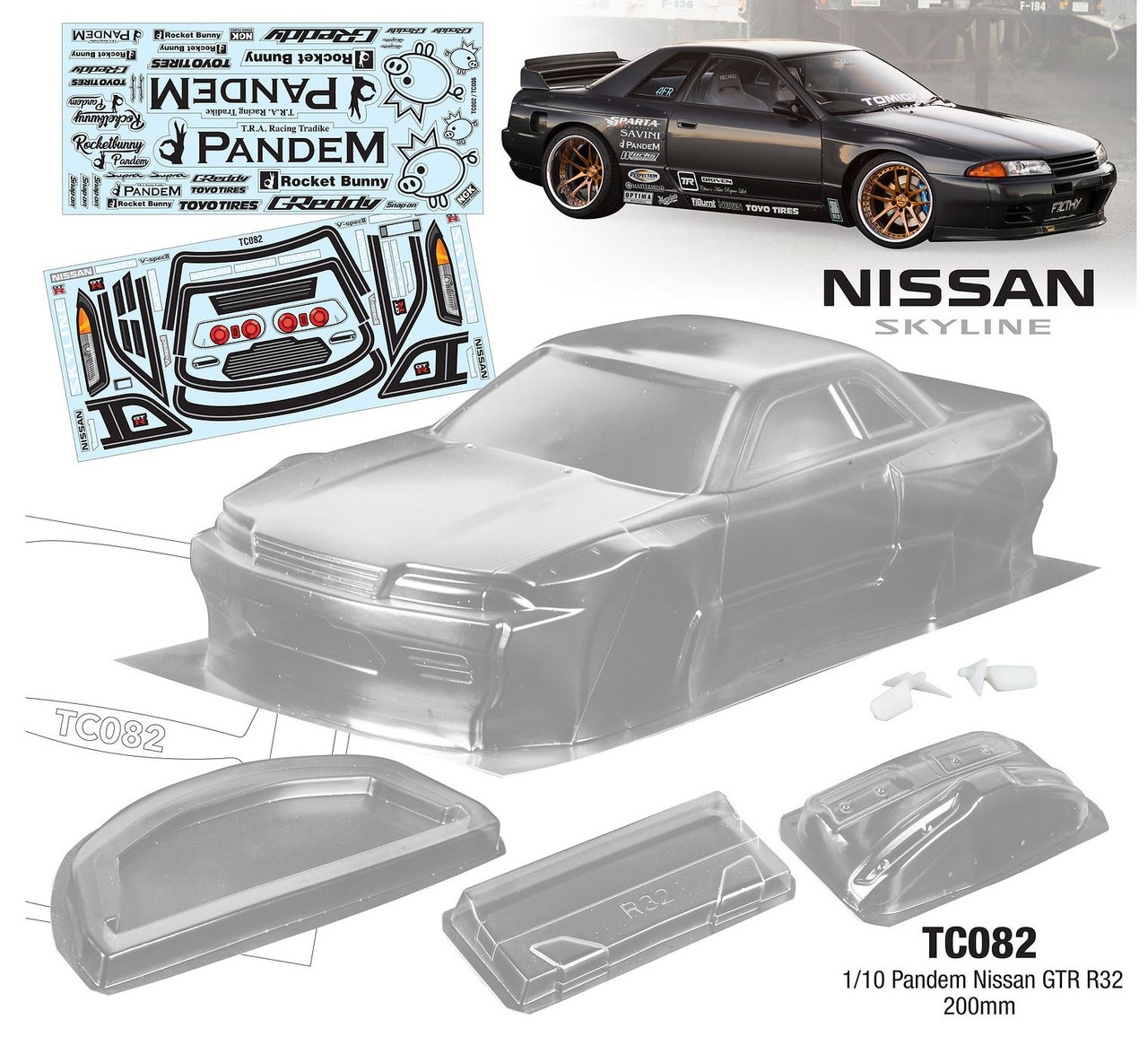 Team C Racing TC082 1/10 Nissan R32 GTR 200mm Wide Body Set