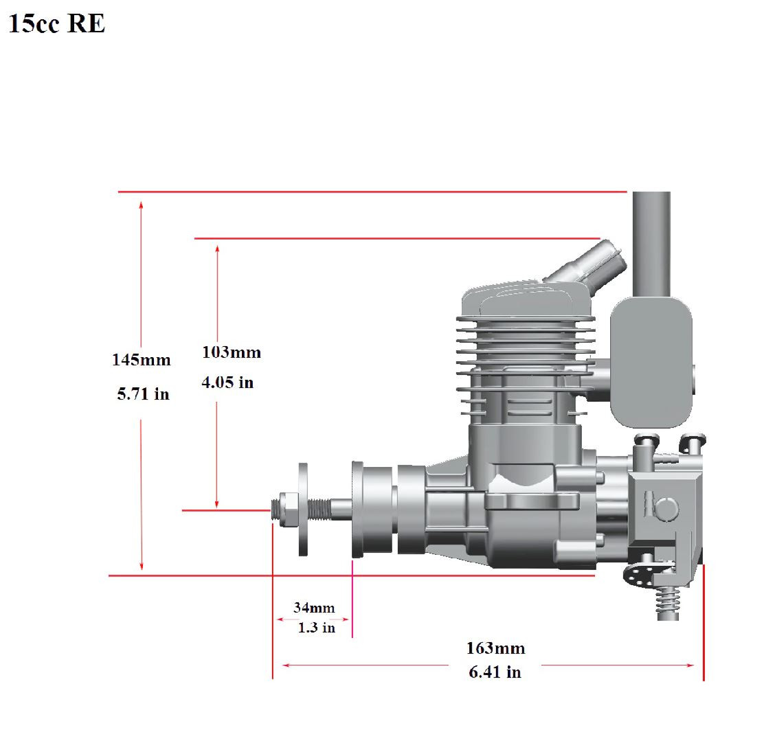 RCGF 15cc Stinger RE Rear Carb Gasoline Engine