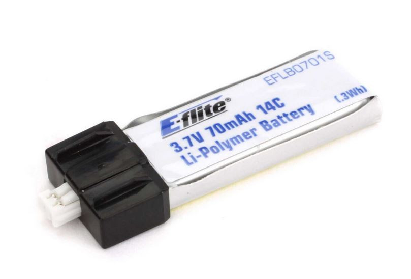 E-flite EFLB0701S 70mAh 1S 3.7V 14C LiPo Battery w/PH 1.25 Ultra Micro ...
