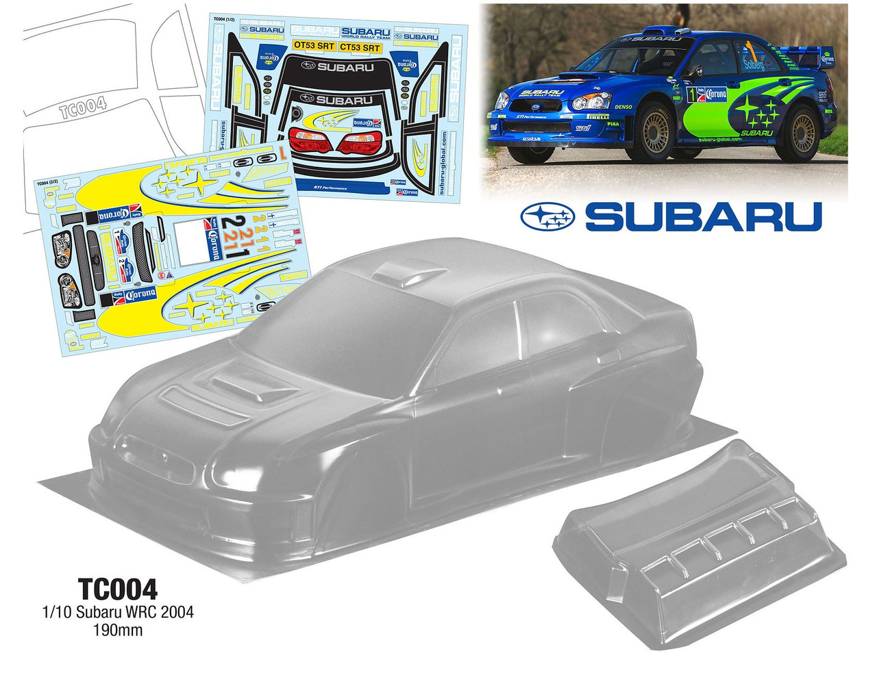 Team C Racing TC004 1/10 Subaru WRX 190mm Clear Body Set