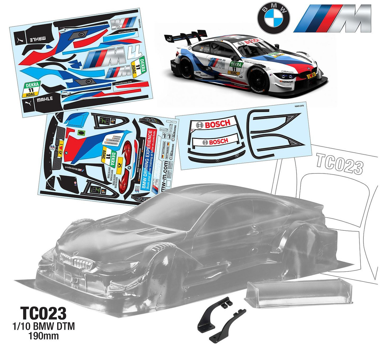 Team C Racing TC023 1/10 BMW DTM 190 Clear Body Set
