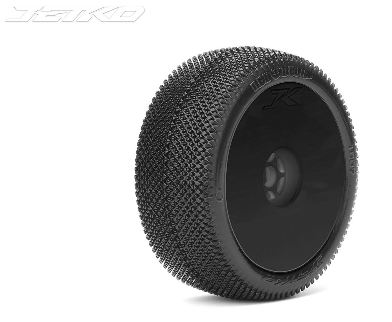 JetKo JK1007-DB 1/8 Red Devil Buggy Tyres Ultra Soft mounted Black Wheels