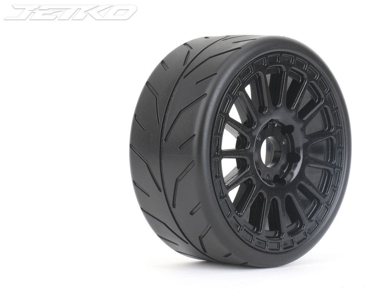 JetKo JK1104RB 1/8 GT-Racing Pheonix BELTED Tyres Medium Soft mounted on Black Radia Rims